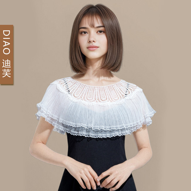 Smock with suspender skirt women's retro lace cape small shawl short ...