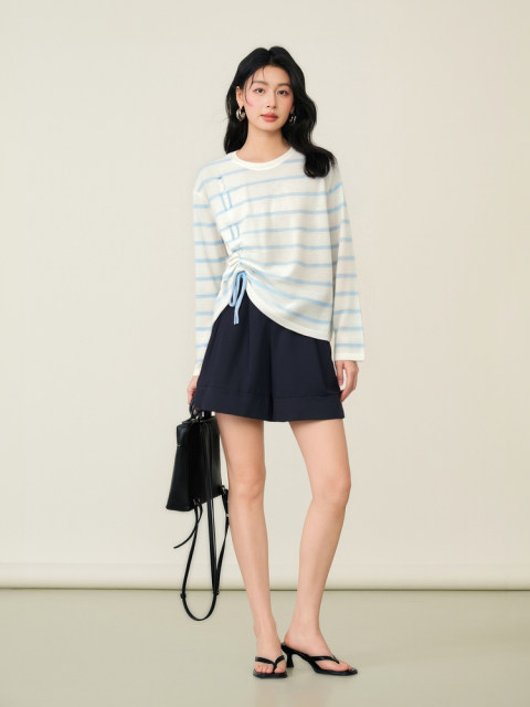 Basic House/Baijiahao Nautical Striped Side Drawstring Sweater for ...