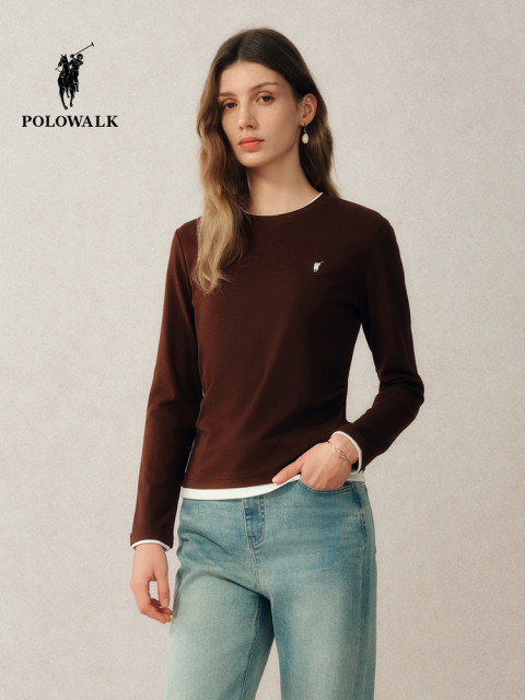POLOWALK women's round neck long -sleeved T -shirt 2025 spring new ...
