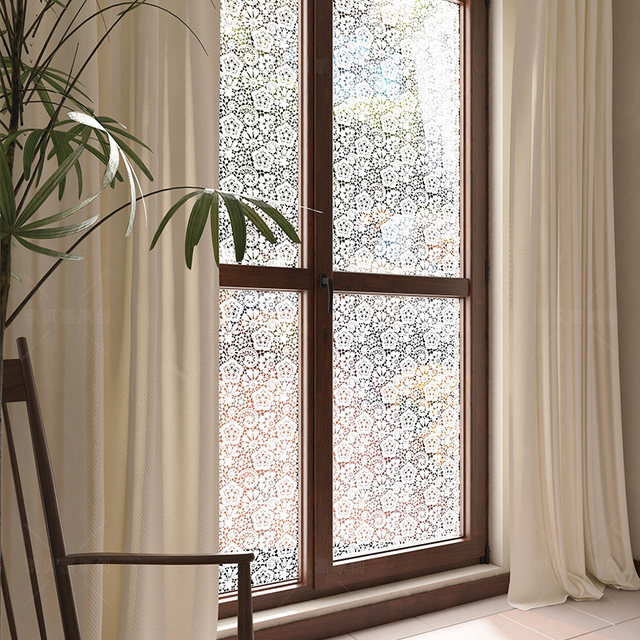 Simple floral decoration balcony glass window electrostatic waterproof ...