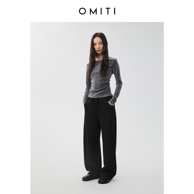OMITI omit e. series flocked mesh long-sleeved T-shirt women's 2024 ...