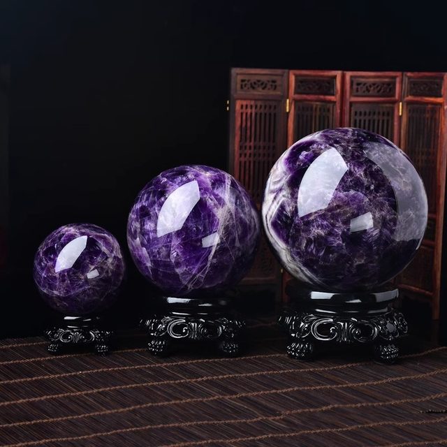 Brazilian natural purple crystal ball ornaments raw stone hand-polished ...