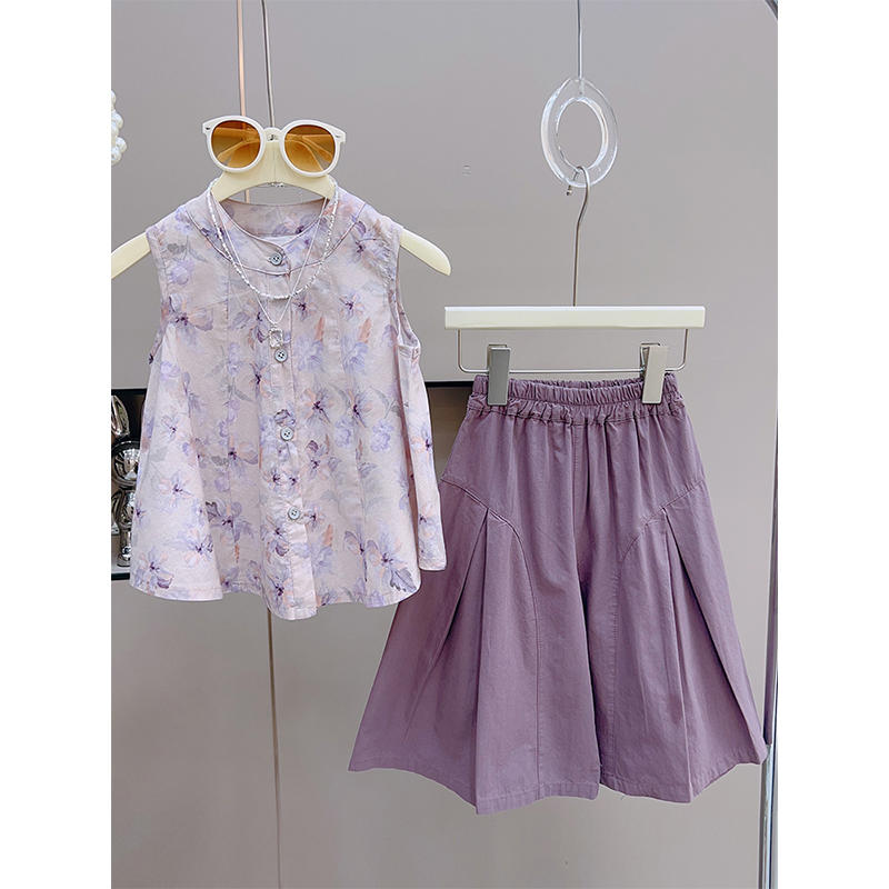 女童裙裤套装夏季2024新款潮儿童时尚夏装韩版女孩背心两件套洋气-淘宝网