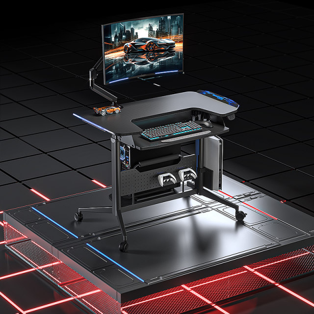 Small household movable lifting computer desk hole plate electric ...