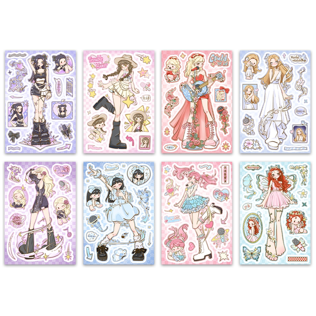 8 Korean Kpop girl group character collages Zhang Yuanying Song Yuqi ...