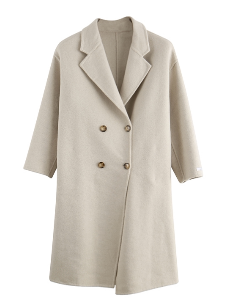 Classic long-haired four-button wool coat 8302