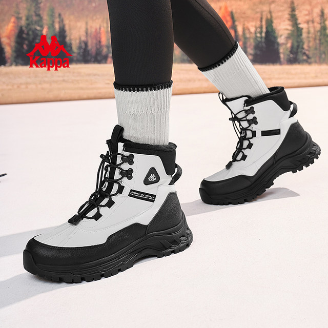 Kappa women's shoes Martin boots women's 2024 winter new velvet cotton ...