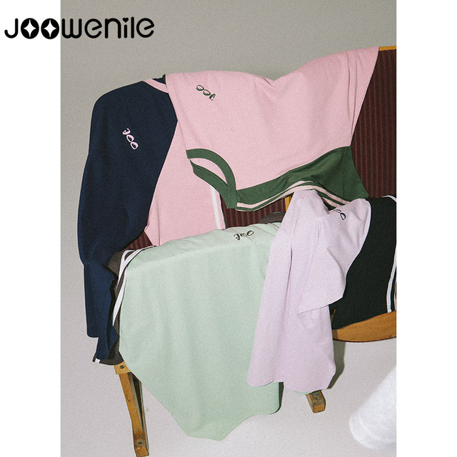 Joo heavyweight 280g printed cotton American retro three-stripe raglan ...