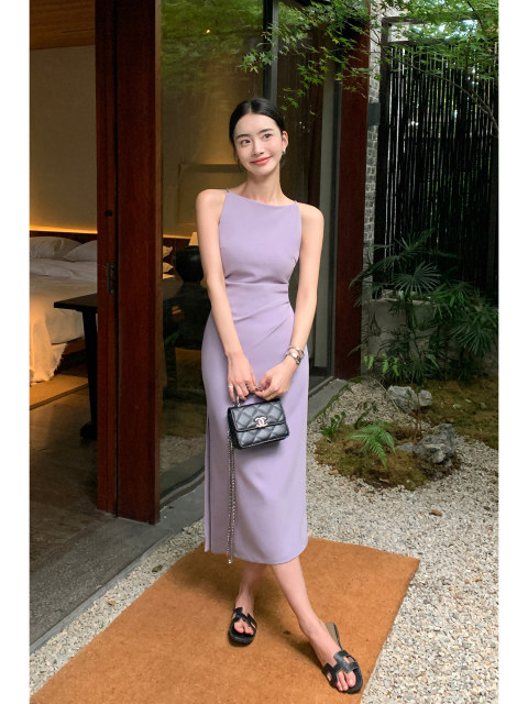 Maven Lin French one-shoulder halter neck suspender skirt for women in ...