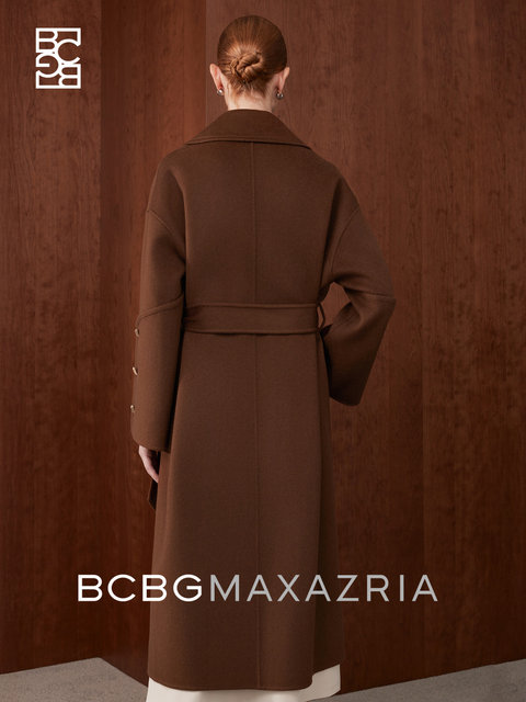 Limited time new BCBG 24 winter 100% first-hand wool lapel lace long double-sided wool coat