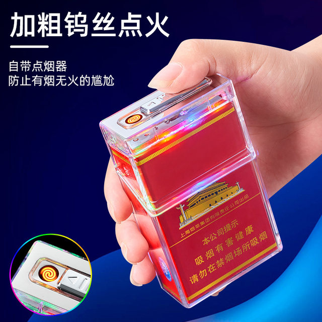 Transparent colorful rechargeable clamshell cigarette case lighter all ...