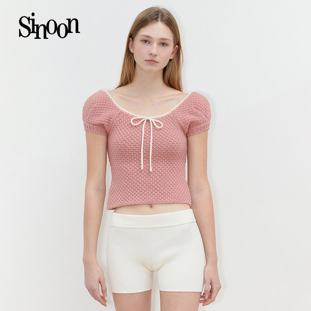 SINOON wool sweater women's puff sleeves 24 new style Korean niche designer brand Zhang Yuanying ...