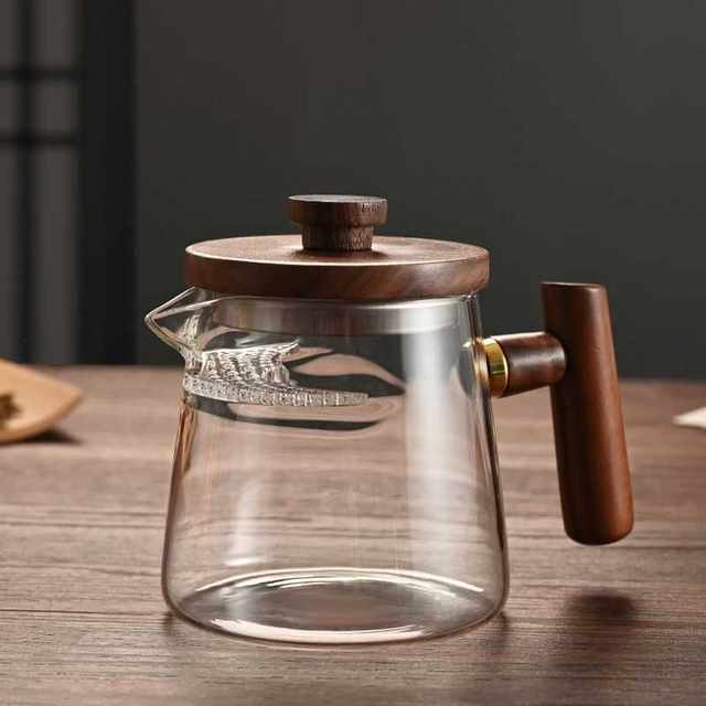 Household tea making set tea set separated single pot solid wood tea ...