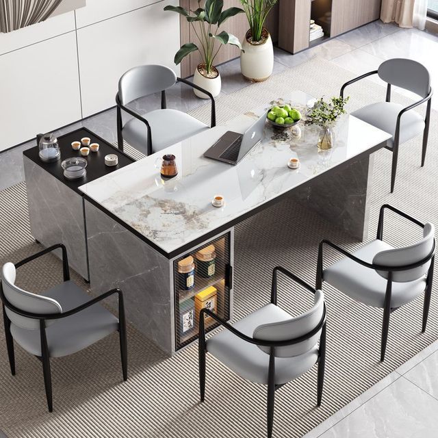 Slate tea table and chair combination office balcony modern simple ...