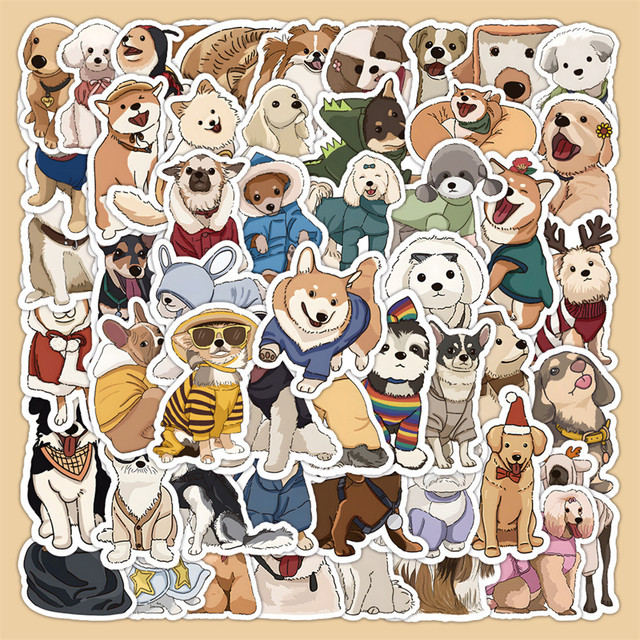 Creative cute dog stickers 60 cartoon enthusiastic puppy hairy dog ...
