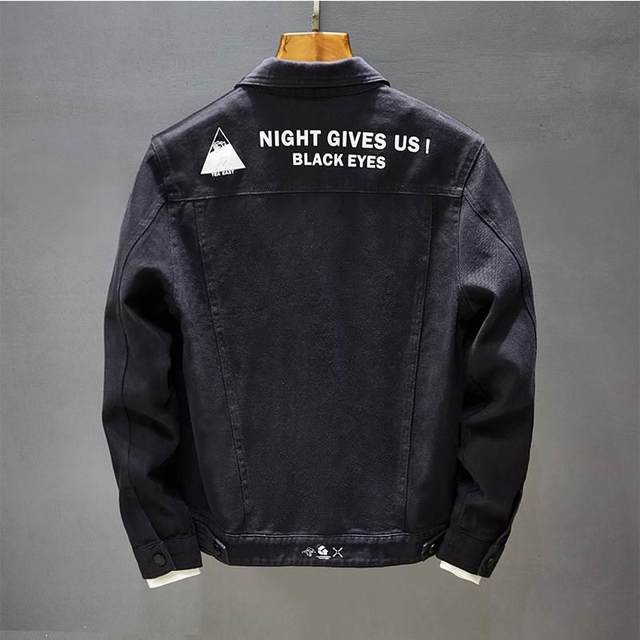 Trendy brand denim jacket black and white men's spring and autumn ...