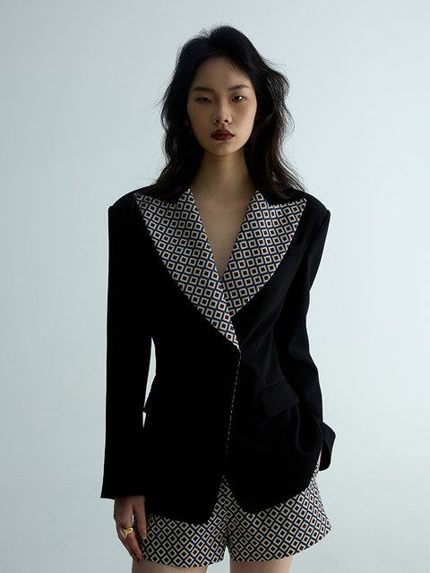 CBZIZI Tiansi parquet pattern X-shaped suit original design wax neck ...