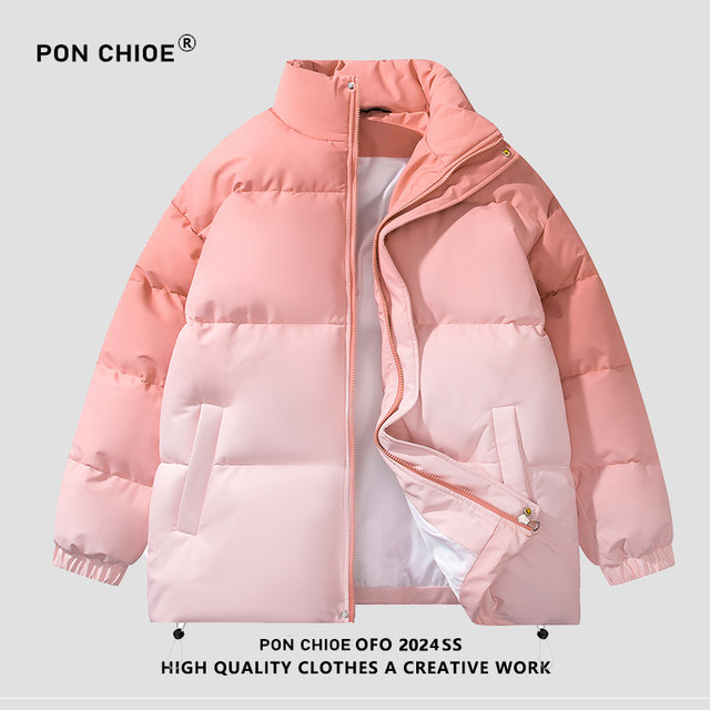 ponchioe gradient color down cotton coat for men and women winter ...