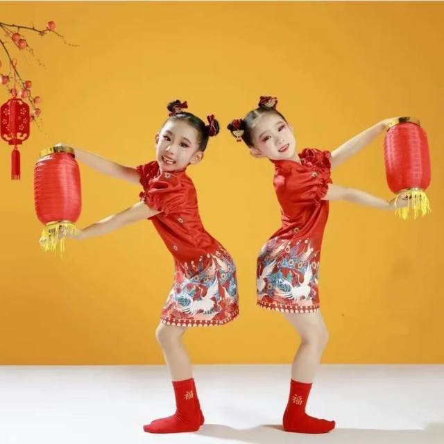 Children's festive Chinese style performance costumes for New Year ...