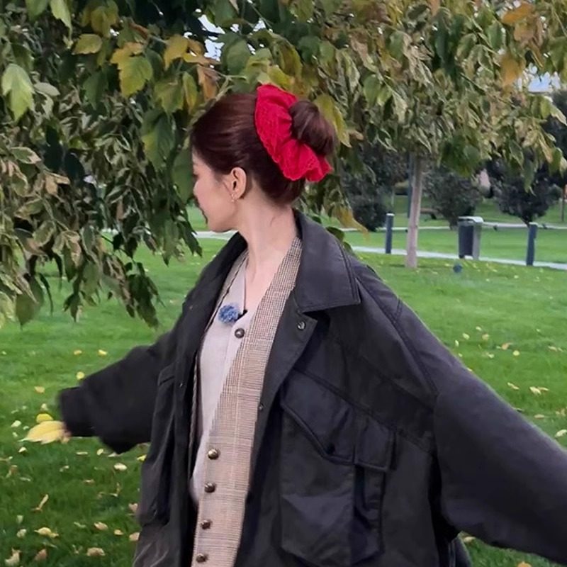 Yang Chaoyue's same red lace large intestine hair ring for women 2024 ...