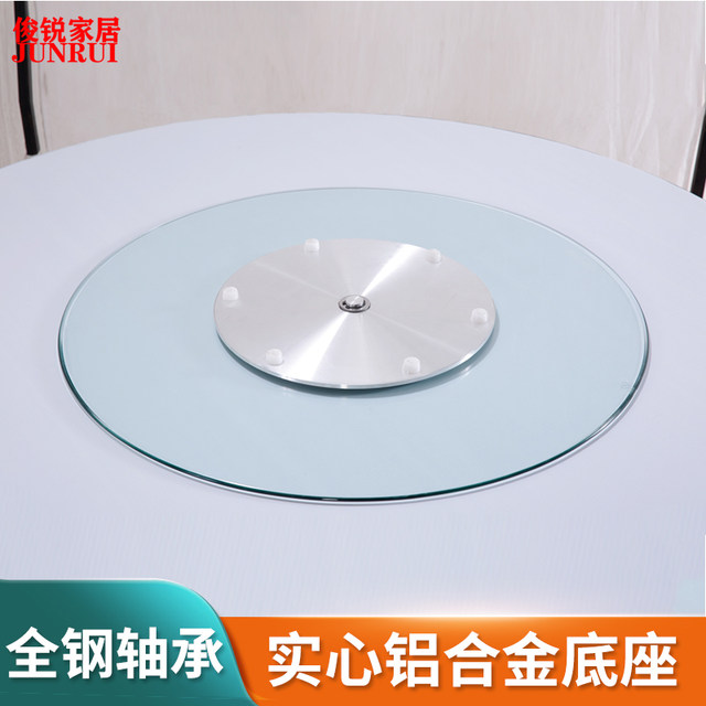 Steel glass home dining table turntable round desktop rotation ...