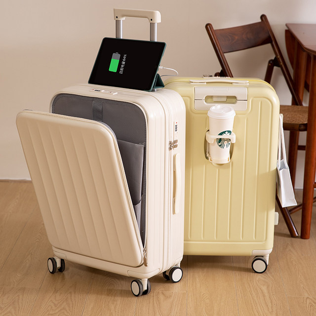 Front opening charging suitcase women's suitcase 20-inch suitcase ...