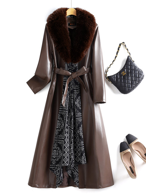 Haining leather leather jacket female medium long model 2024 autumn and ...