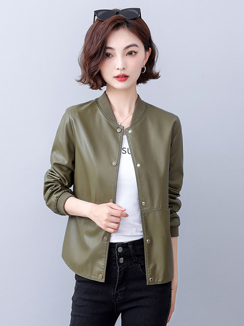Haining leather clothes outer set female 2024 spring new sheep leather ...