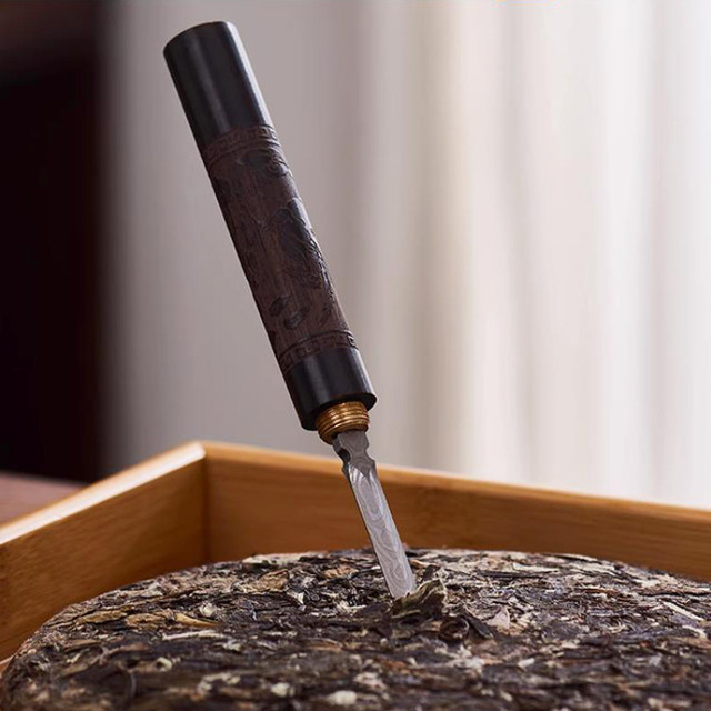 Ebony Wood Damascus Tea Knife Tea Ceremony Accessories Pu'er Tea Kainen ...
