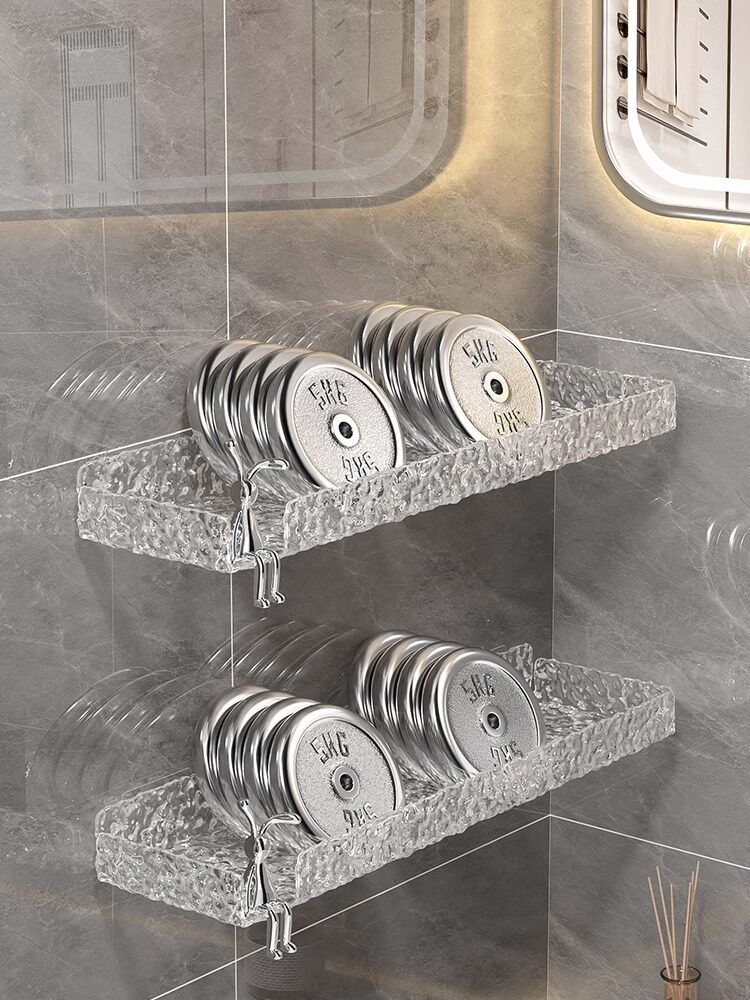 Acrylic Bathroom Storage Rack - Wall Mounted, No Drilling