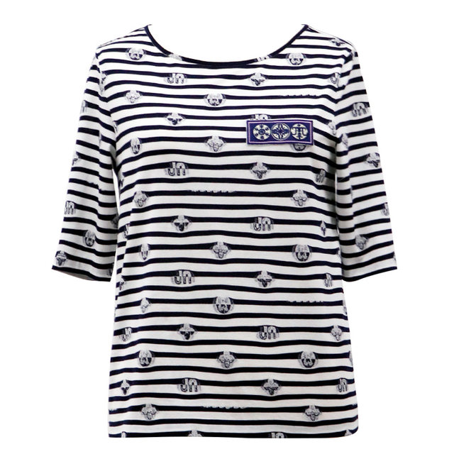 JNIna Gennina Guo Yiling Mid -sleeve striped cotton T -shirt female ...