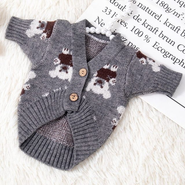 Dog clothes trendy brand knitted cardigan autumn and winter Teddy ...