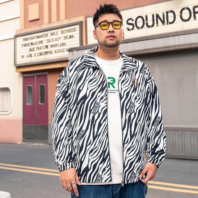 Black Jin large size men's jacket autumn new style fat man loose zebra ...