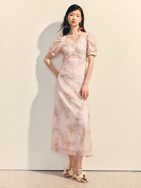 Maxrieny Exquisite Elegance Dress Sequins Embroidered Chiffon skirt ...