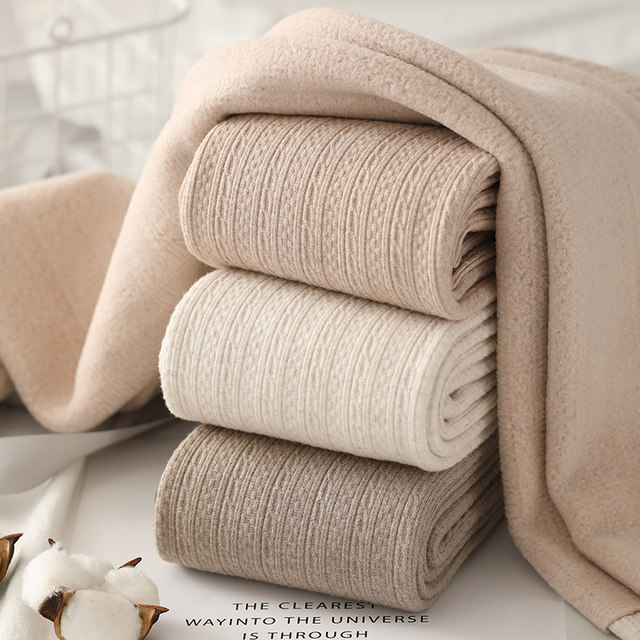 Japanese twist vertical stripes with velvet leggings women wear cotton ...