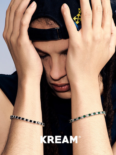 KREAM four-color full-diamond tennis bracelet for men and women, hip-hop style