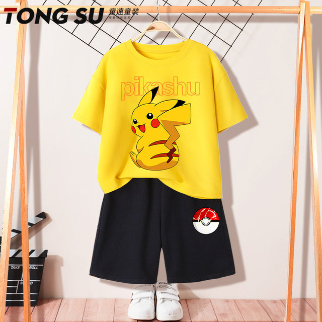 Pikachu suit children's 2024 summer new short-sleeved T-shirt trendy ...