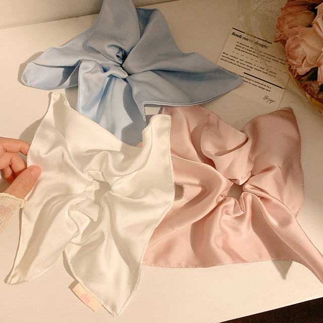 Ju Jingyi's same style white square scarf large intestine hair tie ...