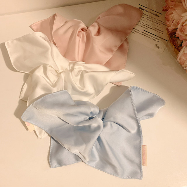 Ju Jingyi's same style white square scarf large intestine hair tie ...