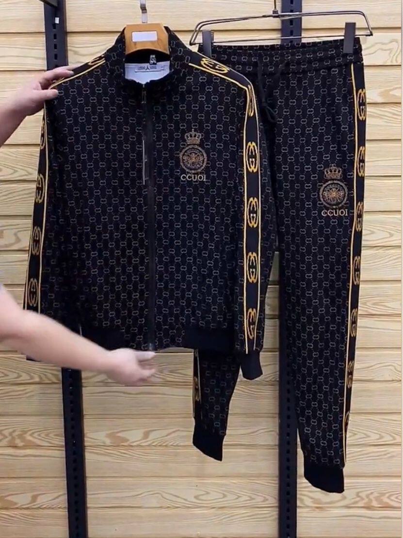 2024 new men's casual and versatile two-piece set, long-sleeved ...