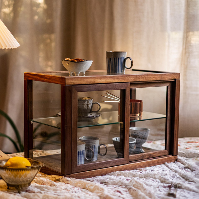Juhan solid wood glass tea cabinet display cabinet tea set dustproof ...