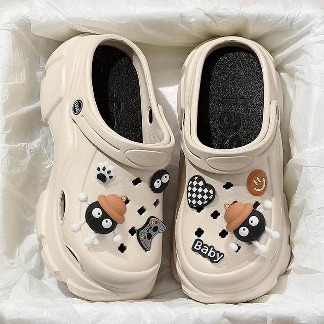 Thick-soled Croc Shoes Women's Summer Outerwear 2024 New Platform ...