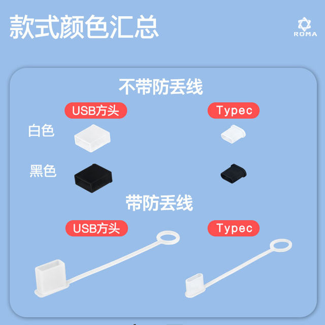 USB Male Data Cable U Disk Protective Cover Type C Port Dustproof Cover ...
