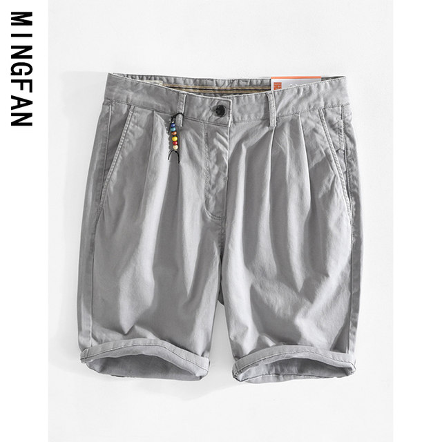 2025 new summer men's solid color casual cotton five-point pants loose ...