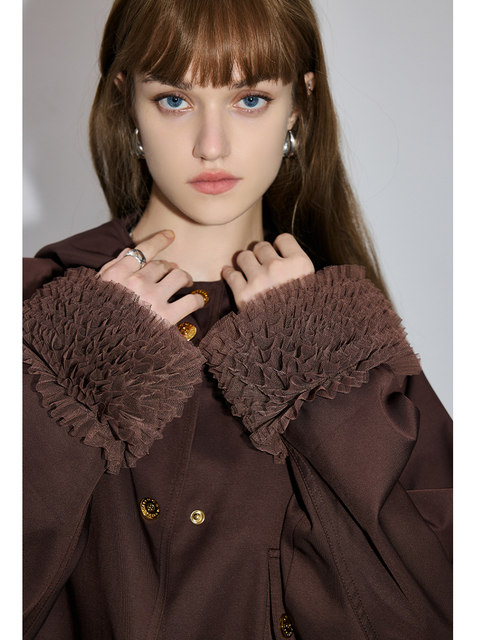 DFVC mid -length windbreaker outer jacket female 2024 autumn new hooded ...