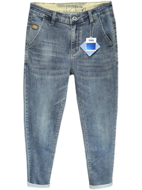 Fatty Harun 9-point jeans men's loose retro trousers plus fat plus size ...
