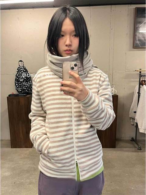 Unique sei winter warm scarf storage collar striped casual velvet ...