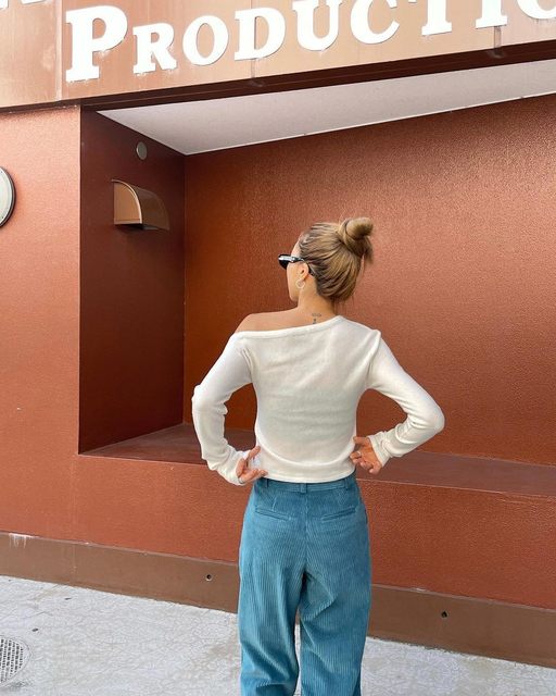 Unique SEI Korean style personalized design slanted neck off-shoulder ...