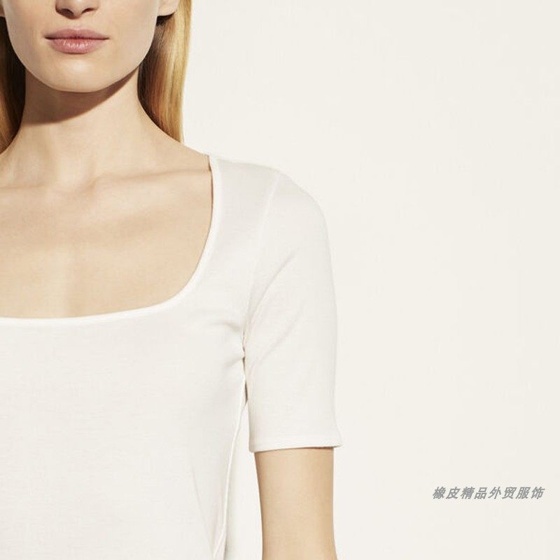 Women's pure yuan V*ce classic white black square collar high-end ...