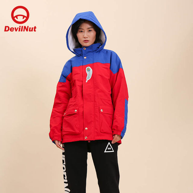 DEVILNUT trendy brand devil men's and women's same style flu jacket DN retro color matching ...